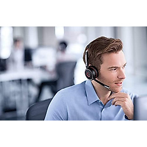 Jabra Evolve 75 MS Wireless Headset, Stereo – Includes Link 370 USB Adapter – Bluetooth Headset with World-Class Speakers, Active Noise-Cancelling Microphone, All Day Battery