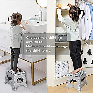 Non-Slip Folding Step Stool, Sturdy Safe Enough - Holds up to 300 Lb - 11 inch Footstool for Adults or Kids, Folding Ladder Storage/Opens Easy, for Kitchen,Toilet,Camping (Light Tan, 11'')