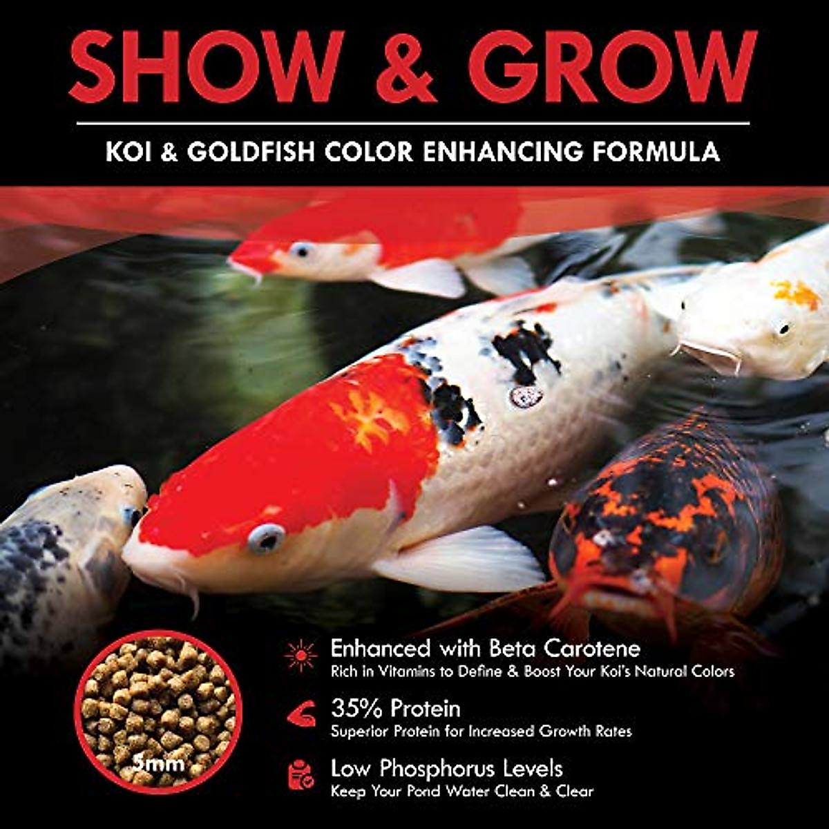HALF OFF PONDS Show and Grow Koi and Goldfish Color Enhancing and Protein Food 50 lb Bag - KOISG-050