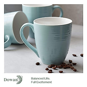 DOWAN 17 oz Large Coffee Mugs Set of 4 - Ceramic Coffee Mugs with Large Handle, Thanksgiving Christmas Coffee Cups Gift for Hot or Cold Drinks, Easy to Hold & Texture Design, White