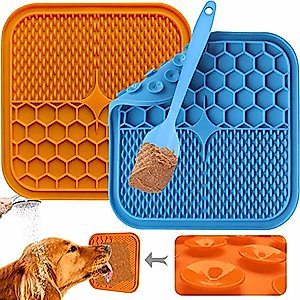 Licking Mat for Dogs and Cats,Connfiton [2 Pack] Slow Feeder for Dog,Dog Boredom and Anxiety Reducer,Snuffle Mat for Dogs,Dog Puzzle Toys,Slow Feeder Dog Bowls Bathing,Grooming and Training BPA-Free