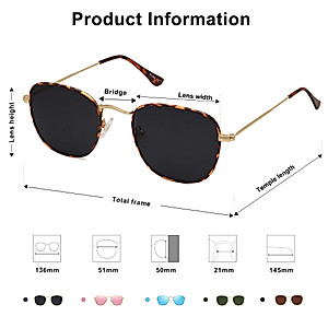 SOJOS Small Square Polarized Sunglasses for Women Men Classic Vintage Retro Style SJ1143 with Gold Demi/Grey