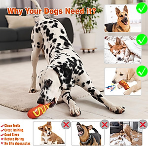 IDOLPET Tough Dog Toys, Dog Toys for Aggressive Chewers Large Breed Dogs, Hot Dog Dog Chew Toy Durable Dog Toys for Large Dogs Dog Extreme Chew Toys Indestructible