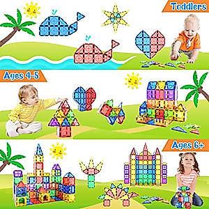 Magnetic Tiles Kids Toys STEM Magnet Toys for Toddler Magnetic Blocks Building Toys Preschool Learning Sensory Montessori Toys for 3+ Year Old Boys and Girls, Safe Creativity Toddler Kids Toys
