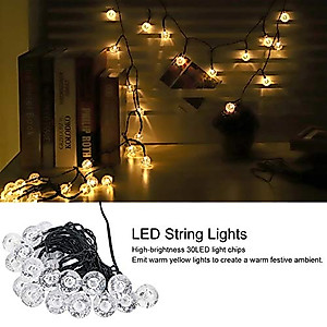 Outdoor String Lights, Waterproof Christmas Decoration Light, 19.7 Feet 30 LED Solar Powered Patio Lights Super Bright with Support Pillar Fairy Lights for Xmas Tree Garden Home (Warm Yellow)