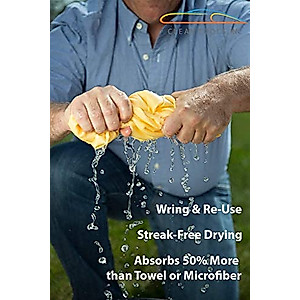 CleanTools The Absorber Synthetic Premium Drying Chamois Cloth for Car: Super Absorbent, Scratch-Free and Washable | 27-Inch x 17-Inch, Natural, Large (PN: 14943-149)