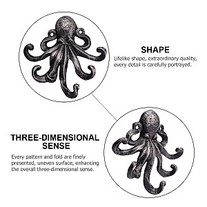 Ciieeo Octopus Bathroom Octopus Coat Hanger Closet Clothes Hooks Fish Towel Rack Key Hanger Cast Octopus Towel Robe Hooks Adhesive Animal Wall Hook Octopus Hook Ocean Wall Hanging
