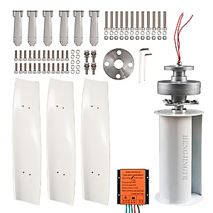 HENGJINGTR 5000W Wind Turbine Generator,12V/24V/48V 3 Blades Alternator Three-Phase Vertical Axis Windmill with Mppt Controller,220v