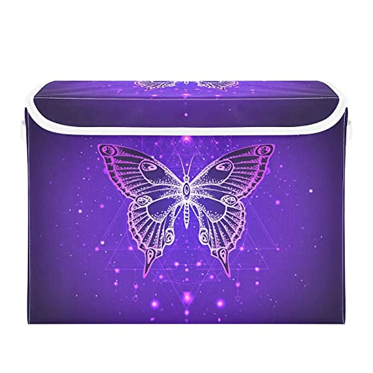 Shining Butterfly Large Storage Bins with Lid Collapsible Storage Bin Storage Cubes Rectangle Storage Bin for Home Laundry Room