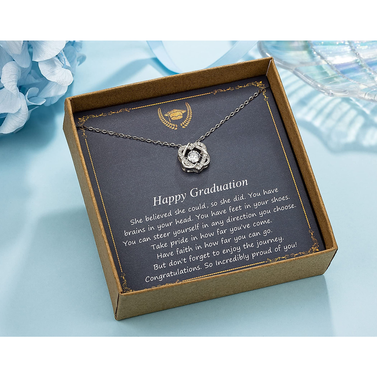 NOURISHLOV Graduation Gifts for Her 2024 College, Sterling Silver Two Interlocking Infinity Heart Necklace, Inspirational Graduation Gift, High School Graduate Gifts for Best Friend or Daughter