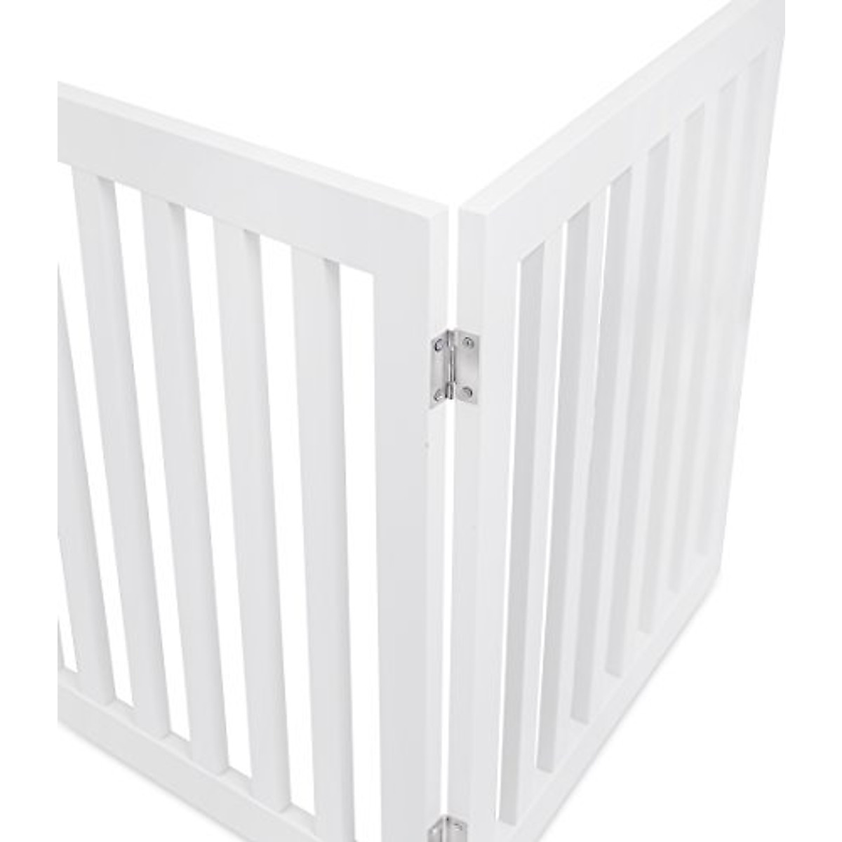 Internet's Best Traditional Dog Gate for The Home, Doorway, Stairs | 3 Panel | 24in H x 60in W | Small or Older Dogs, Puppies, Cat | Free Standing | Indoor Folding Pet Barrier | Wooden MDF | White
