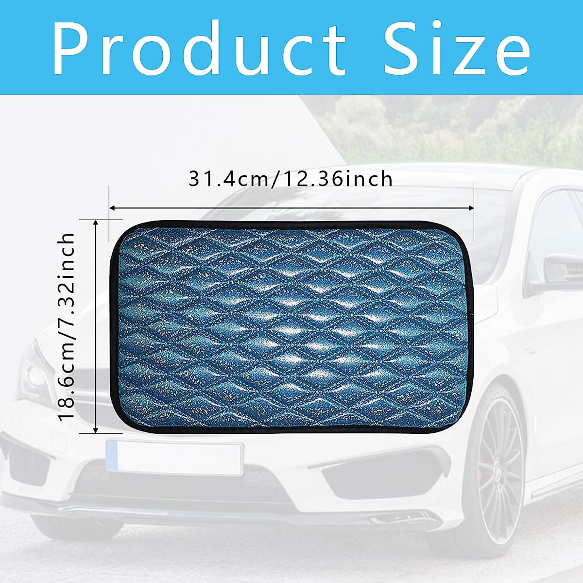 Zufoty Car Armrest Cover, Car Armrest Seat Box Cover, Car Center Console Cushion Pad, Waterproof Non Slip Interior Accessories, Shiny Armrest Storage Box Mat Universal for SUV Truck Van (Blue)
