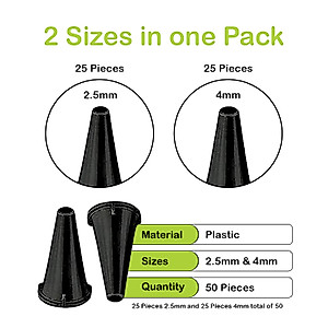 CynaMed Disposable Otoscope Covers (50-Pack) – Plastic Specula Tips, 2.5mm & 4mm Speculum for Otoscope