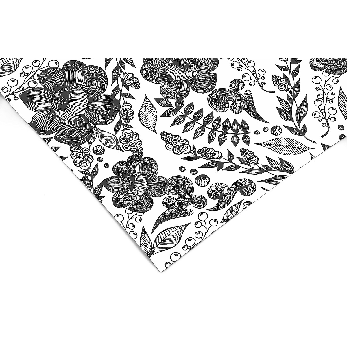 Black White Floral Contact Paper | Shelf Liner | Drawer Liner | Peel and Stick Paper 954 12in x 96in (8ft)