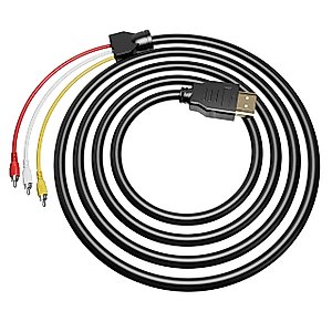 FAWETTY HDMI to RCA Cable, 1080P 5ft/1.5m HDMI Male to 3-RCA Video Audio AV Cable Connector Adapter Transmitter for TV HDTV DVD