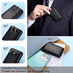 USB Wall Charger, Pofesun Dual Port USB Slim Charging Block Power Adapter with Foldable Plug Compatible for iPhone Xs/XS Max/XR/X/8 Plus/7/6S Plus,iPad,Samsung Galaxy,HTC,Moto,LG, Nexus and More-Black