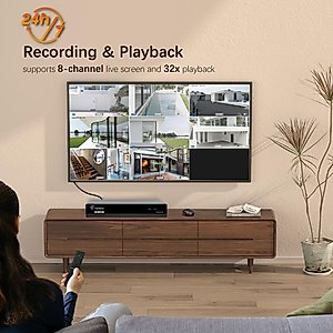 TIGERSECU Super HD 1080P 8-Channel Hybrid 5-in-1 DVR Security Recorder with 1TB Hard Drive, for Up to 5MP(12.5fps) TVI/AHD/CVI/Analog and IP Cameras (Cameras Not Included) (Renewed)