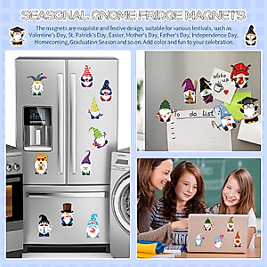 Xuhal 27 Pcs Holiday Magnets Seasonal Gnome Fridge Magnet Easter Patriotic Gnome Locker Decorations Graduation Kitchen Magnets for Refrigerator Magnetic Gnome Stickers for Garage Door Dishwasher Car