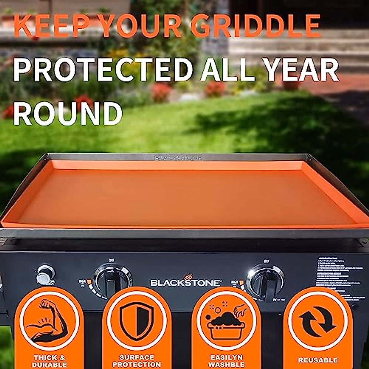 Silicone Griddle Mat for Blackstone 22 Inch Griddle, Heavy Duty Food Grade Silicone Grill Cover,Protect Griddle from Rodents, Insects, Debris, and Rust, Premium Silicone Griddle Mat Cover