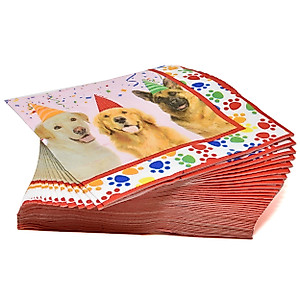 Dog Party Supplies Set 24 9" Plates 24 7" Plates 24 9 Oz Cups 50 Luncheon Napkins Puppy Birthday Decorations Paper Paw Dog Girl Kids Themed Disposable Tableware Party Favor Good Set by Gift Boutique