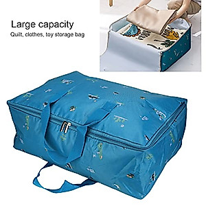 Extra Large Storage Bag,Foldable Portable Large Capacity House Moving Bags with Zippers & Carrying Handles for Moving Travelling College Dorm Camping(Blue Small House)