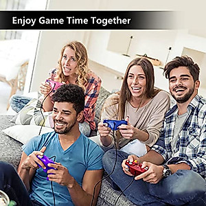 FIOTOK Gamecube Controller, Classic Wired Controller for Wii Nintendo Gamecube - Enhanced- 4 Pack （Red&Blue&Pink&Purple）