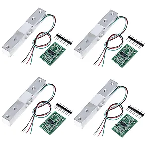 ShangHJ 4 Sets Digital Load Cell Weight Sensor + HX711 ADC Module Weighing Sensor for Arduino DIY Portable Electronic Kitchen Scale Kit (1kg)