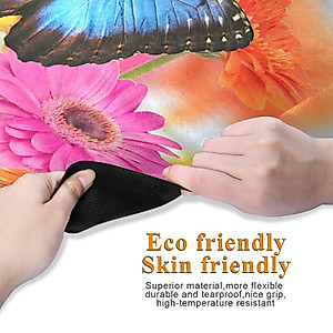 OTVEE Beautiful Flowers With Butterflies Yoga Mat for Women Non Slip Ultra Thin 1 MM Travel Yoga Mat with Carrying Bag Suede Fitness Exercise Mat for Yoga Pilates Workout Routines Camping