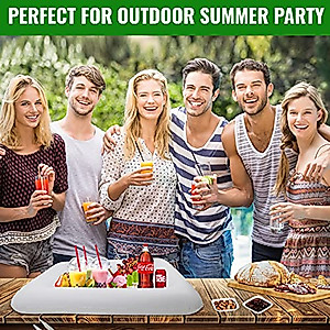 Inflatable Serving salad bar buffet - With Drain New INNOVATIVE VALVE For EASY Inflation/Deflation By Food & Drink Holder For Pool Picnics, Barbeques & Parties – 28" x 22" x 4" -2 Pack