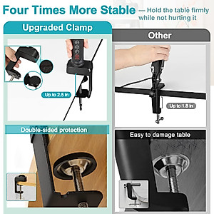 TOMSOO 5X Magnifying Glass with Light and Clamp, 5 Color Modes Stepless Dimmable Lighted Magnifier with Stand, Flexible Gooseneck LED Desk Lamp Hands Free for Craft Reading Painting Hobby Close Work