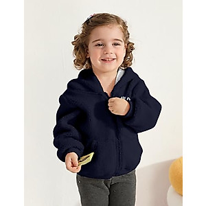 Infant Baby Girls Boys Fleece Hoodie Jacket Coat Winter Warm Cardigan with Ears (3-6 Months, Navy Blue)
