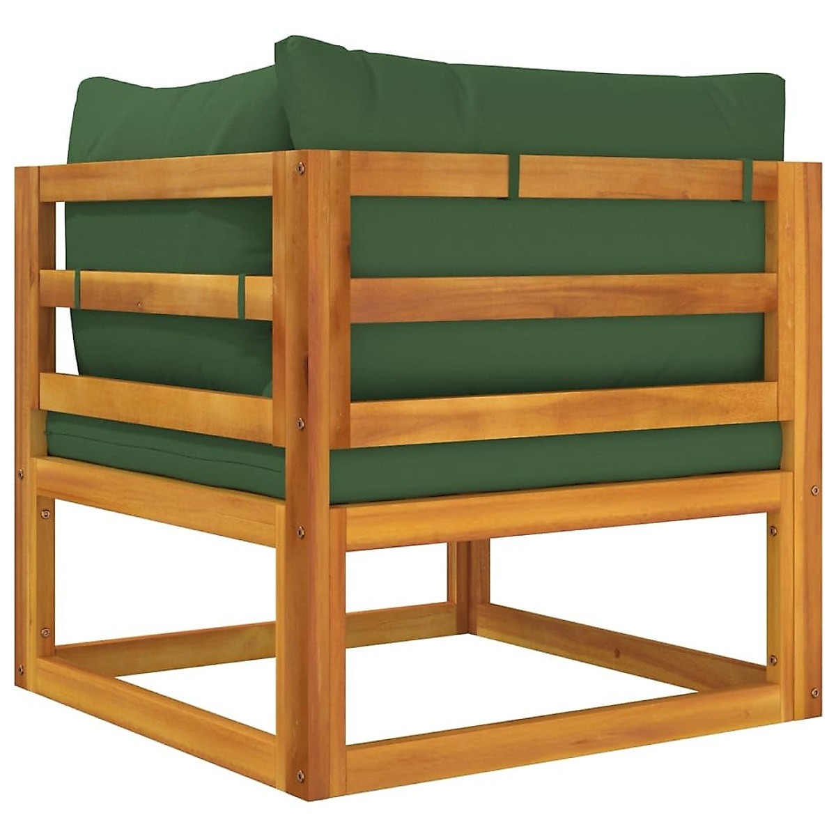 vidaXL Sectional Corner Sofa with Green Cushions - Outdoor Patio Furniture, Solid Acacia Wood, Modular Design, Comfortable Seating, Easy Assembly, Maintains Vibrancy