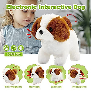 Super JAKES Fake Dog,Plush Toy Puppy,Electronic Interactive Pet Dog - Walking, Barking, Tail Wagging, Stretching Companion Animal for Kids,Barking Dog Toy(Saint Bernard)