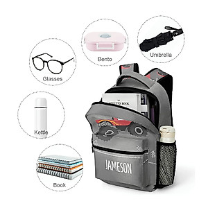 Eiis Cool Monster Truck Personalized School Backpack for Teen Kid-Boy /Girl Primary Daypack Travel Bookbag One Size P22889 P22889