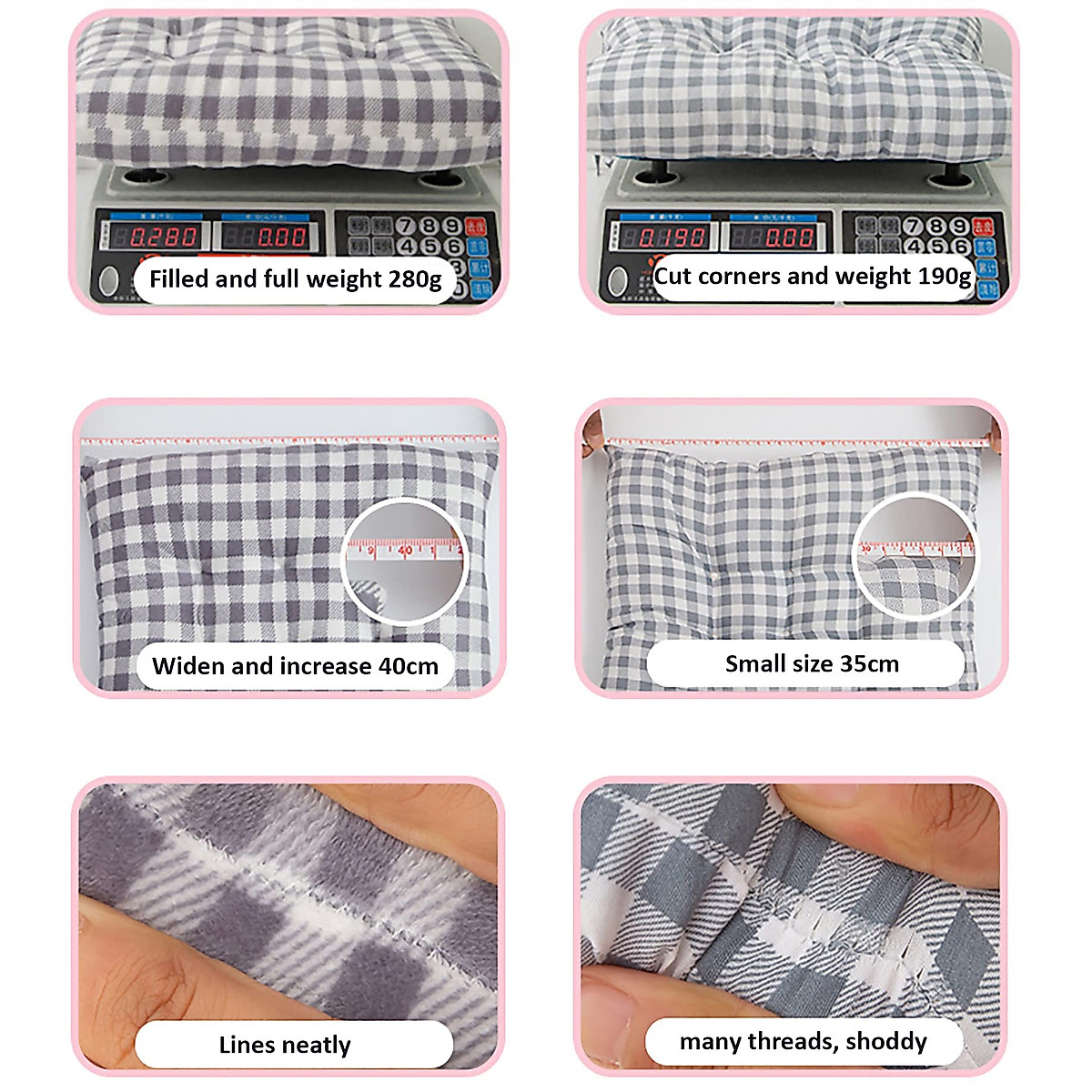 BUENA DECOR Kitchen Chair Cushions with Ties, Set of 2 Buffalo-Checked Dining Chair Pads Seat Cushions for Kitchen Chairs, 16x16 inches Buffalo-Plaid Christmas Decoration (Grey & White), (BD893569-2)