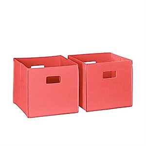 RiverRidge Folding Storage Bins with Handles Coral Cube Storage Organizer for Closet, Bedroom & Playroom - Closet Organizers and Storage Set of 2