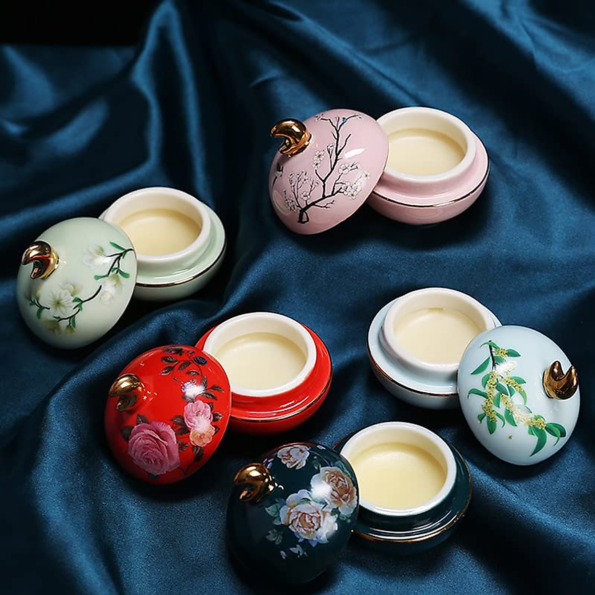 Solid Perfume, Floral Scent Fragrance All Natural Ancient Chinese Palace Craftsmanship for Women Girls Long Lasting Travel Friendly with Delicate Ceramic Jar Gift Box (Red)