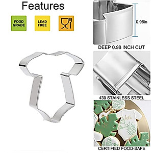 Baby Shower Cookie Cutters,Cute Shapes of Onesie, Bib, Plaque/Frame,Baby Bottle, Baby Carriage for Baby Showers, Reveal Parties with Receipe Book