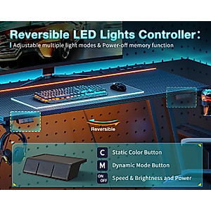 MOTPK Small Gaming Desk with LED Lights & Power Outlet, Computer Desk 31.5inch for Small Space, Cheap Gaming Table with Carbon Fiber Texture, Kids Desk Gift for Boys Men, Black