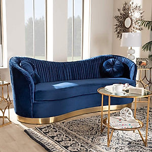 Baxton Studio Sofas, Royal Blue/Gold