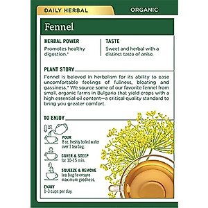 Traditional Medicinals Organic Fennel Herbal Tea, Promotes Digestive Health, (Pack of 4) - 64 Tea Bags Total