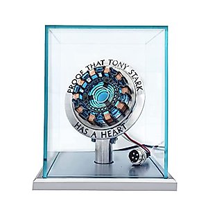 New Version 1:1 Iron Man Arc Reactor MK1,with LED Light, Tony Stark has a Heart Touch Sensitive, No Remote Control Required,Totally Easy Assembly ,USB Interface (with Display Case)