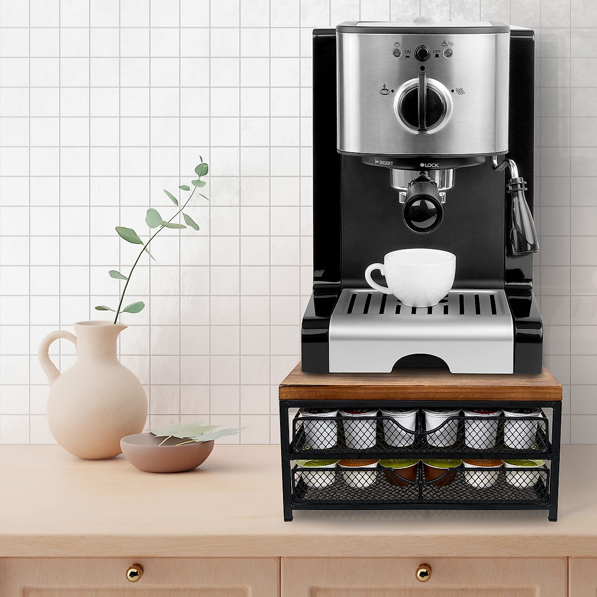 NHZ Coffee Pod Drawer Holder for K cup, 2-Tier Coffee Pod Drawer Holder Organizer, No Assembly Required, K Cup Holder with 72 Capacity Capsule Pods. K Cup Organizer Suit for Home Office,Kitchen