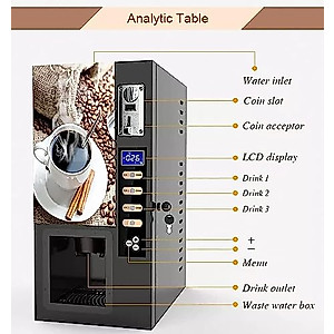 zinici Smart Commercial Coffee Maker Fully Automatic Self Coin Payment 3 Flavor Instant Hot Coffee Vending Machine Coffeemaker