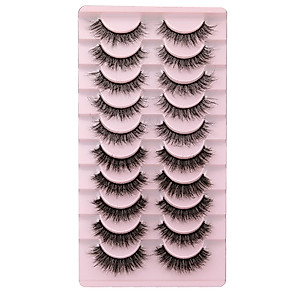 Mink Lashes Fluffy Natural Look 15-18mm Eyelashes Wispy False Eyelashes 10 Pairs FANXITON Faux Mink Lashes Pack 3D Volume 2 Styles Fake Eye Lashes Multipack