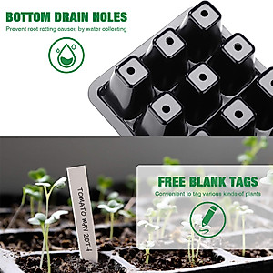 Delxo 10-Pack Seed Starter Kit Seedling Starter Tray (12 Cells per Tray) Humidity Adjustable Plant Germination Kit Garden Seed Starting Tray with Dome and White Base Plus Plant Tags Hand Tool Kit