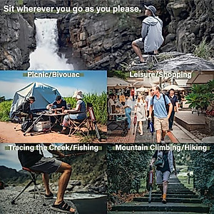 STEP2GOLD Ta-Da Chair Series 2- Portable Walking Stick, Cane with Seat, Foldable Chair, Hiking Stick, for Camping, Hiking, Lightweight Aluminum, Easy Carry, Anti-Slip (34.2"/Black)