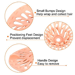 uxcell Hair Catcher, 3.94inch Silicone Hair Stopper Shower Drain Covers Drain Protector for Bathroom Kitchen Balcony, Orange 6Pcs