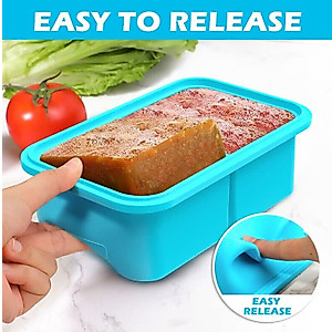 Webake Silicone Freezer Tray with Lid, Food Storage Container, 2 Cup Ice Cube Tray for Soup Sauce Meal Prep, BPA Free - Blue