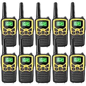 Walkie Talkies with 22 FRS Channels, MOICO Walkie Talkies for Adults with LED Flashlight VOX Scan LCD Display, Long Range Family Walkie Talkie Radios for Hiking Camping Trip (Yellow, 10 Pack)